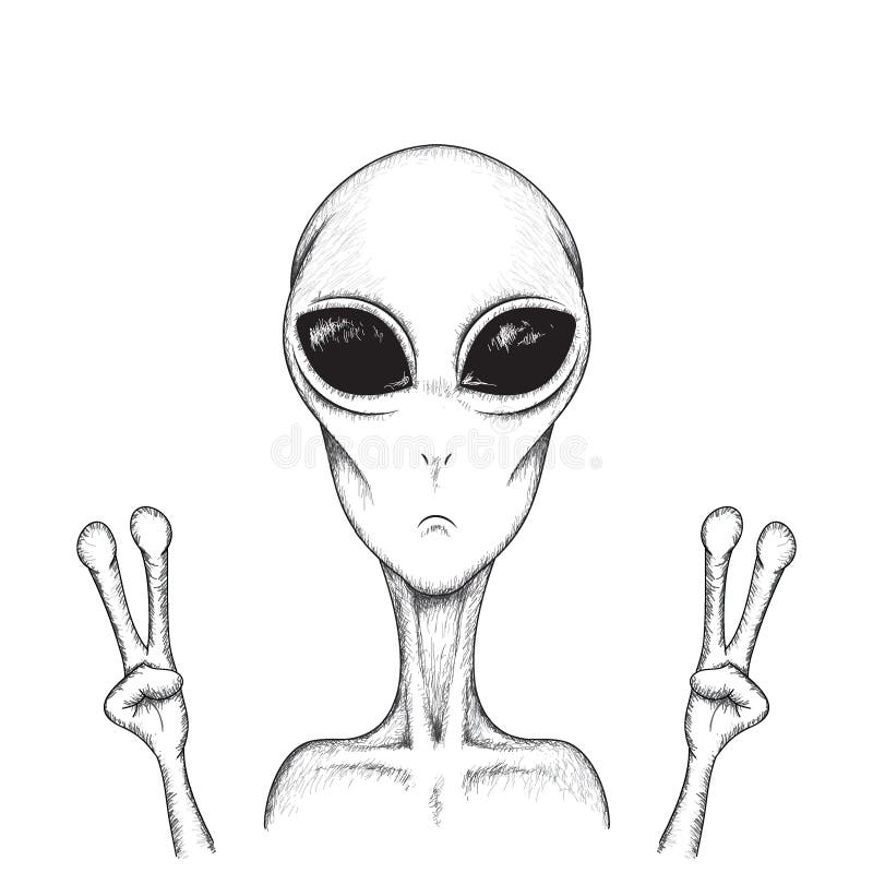 Alien is Showing a Sign of Peace Stock Vector - Illustration of martian ...