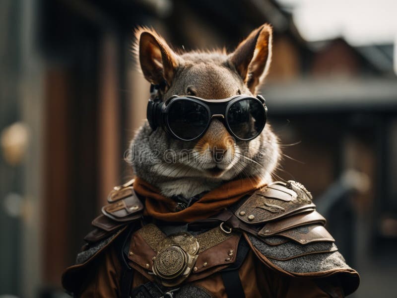 A Humanoid Squirrel Warrior in a Modern City. Stock Illustration ...