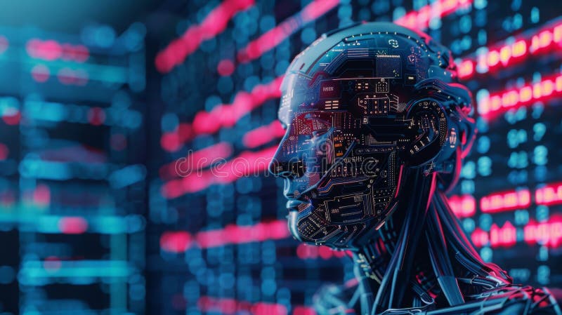 Humanoid Standing in Front of Data Wall Stock Photo - Image of figure ...