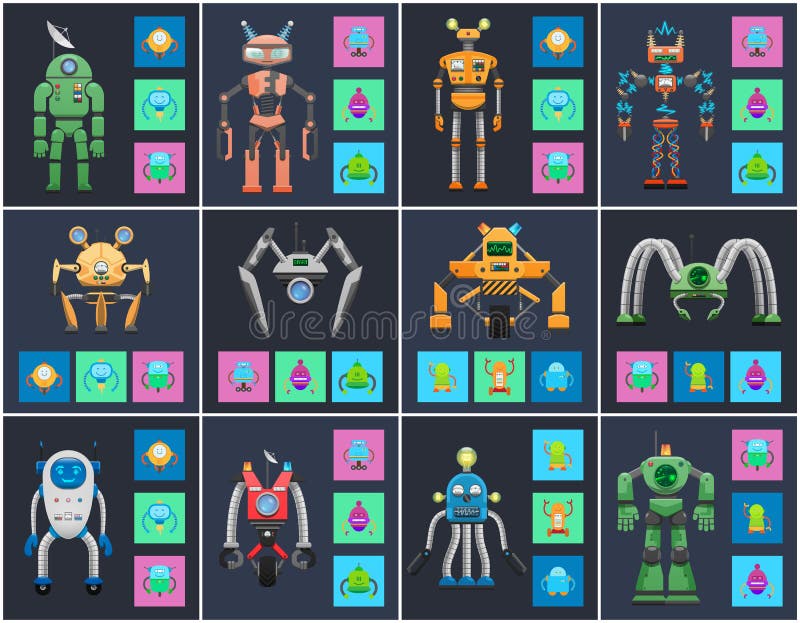 Humanoids and Droids Collection Vector Posters Stock Vector ...
