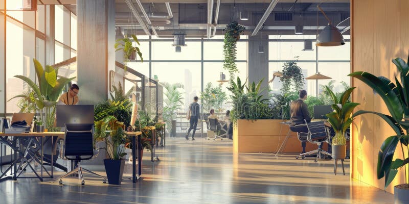 Humans and AI Collaborating in Modern Office Space AIG60 Stock Photo ...