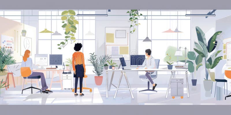 Humans and AI Collaborating in Modern Office Space AIG60 Stock Photo ...