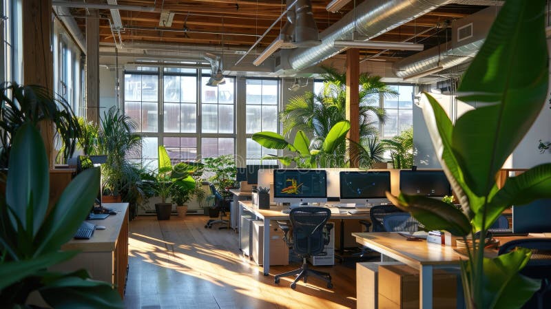 Humans and AI Collaborating in Modern Office Space AIG60 Stock Image ...