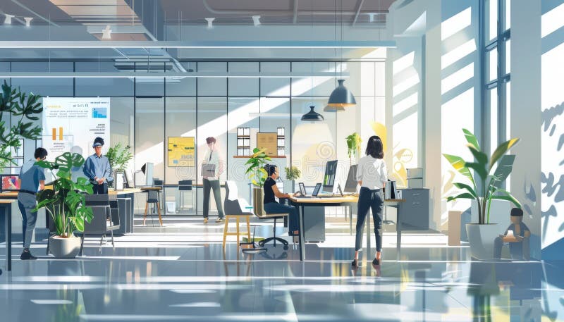 Humans and AI Collaborating in Modern Office Space AIG60 Stock Photo ...