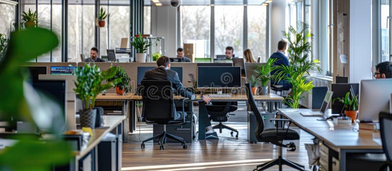 Humans and AI Collaborating in Modern Office Space AIG60 Stock Photo ...