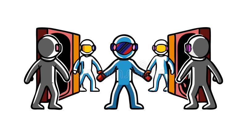 Humans Entering Virtual Reality. Immersive Experience, Vector Design ...