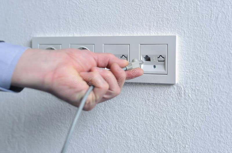 Humans Hand with Network Cable Stock Image - Image of equipment, data ...