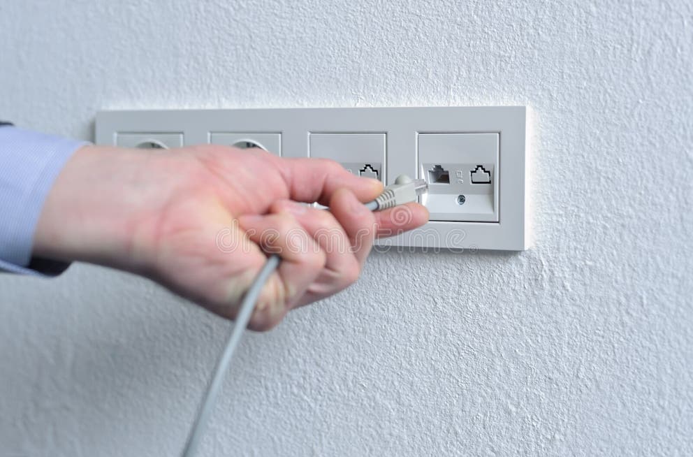 Humans Hand with Network Cable Stock Image - Image of equipment, data ...