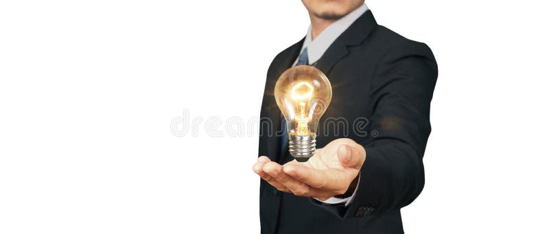 Humans Hold Light Bulbs in Hand Innovative Technology Stock Photo ...