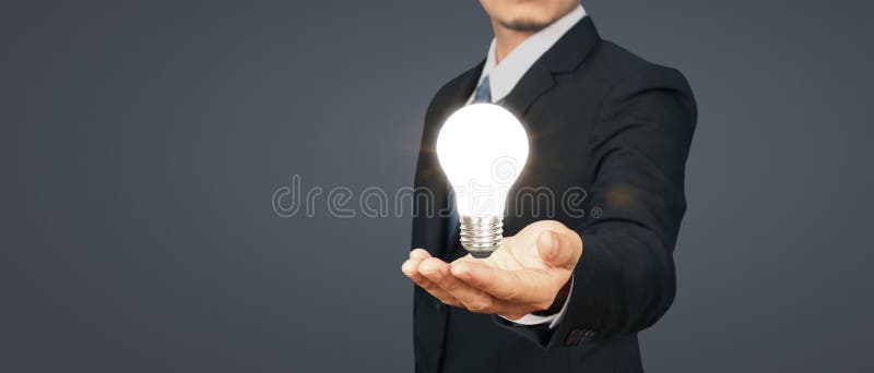Humans Hold Light Bulbs in Hand Innovative Technology Stock Photo ...