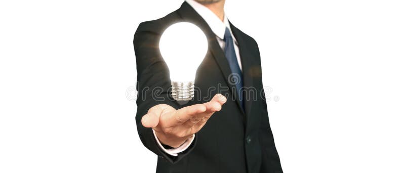 Humans Hold Light Bulbs in Hand Innovative Technology Stock Photo ...