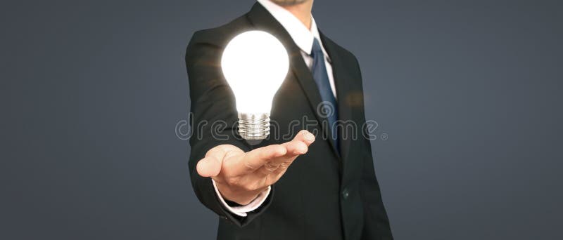 Humans Hold Light Bulbs in Hand Innovative Technology Stock Image ...