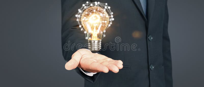 Humans Hold Light Bulbs in Hand Innovative Technology Stock Image ...