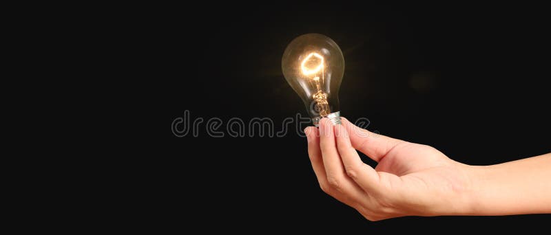 Humans Hold Light Bulbs in Hand Innovative Technology Stock Image ...