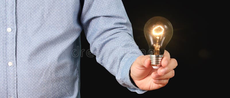 Humans Hold Light Bulbs in Hand Innovative Technology Stock Image ...