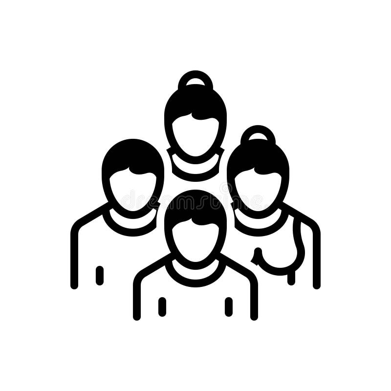 Black Solid Icon for Humans, Public and Person Stock Illustration ...