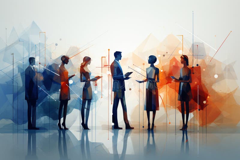 Humans Interconnected through the Web of Technology, Symbolizing the ...