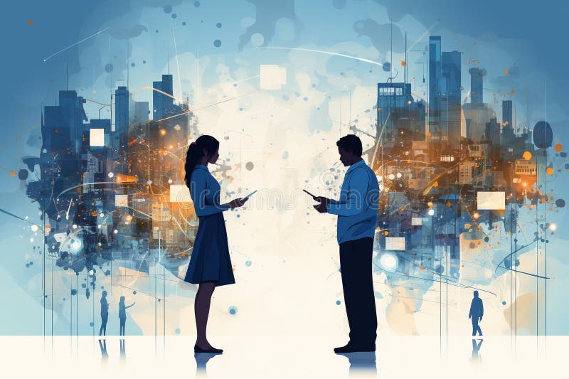 Humans Interconnected through the Web of Technology, Symbolizing the ...