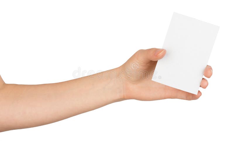 Humans Left Hand Holding Small Blank Paper Stock Image - Image of left ...