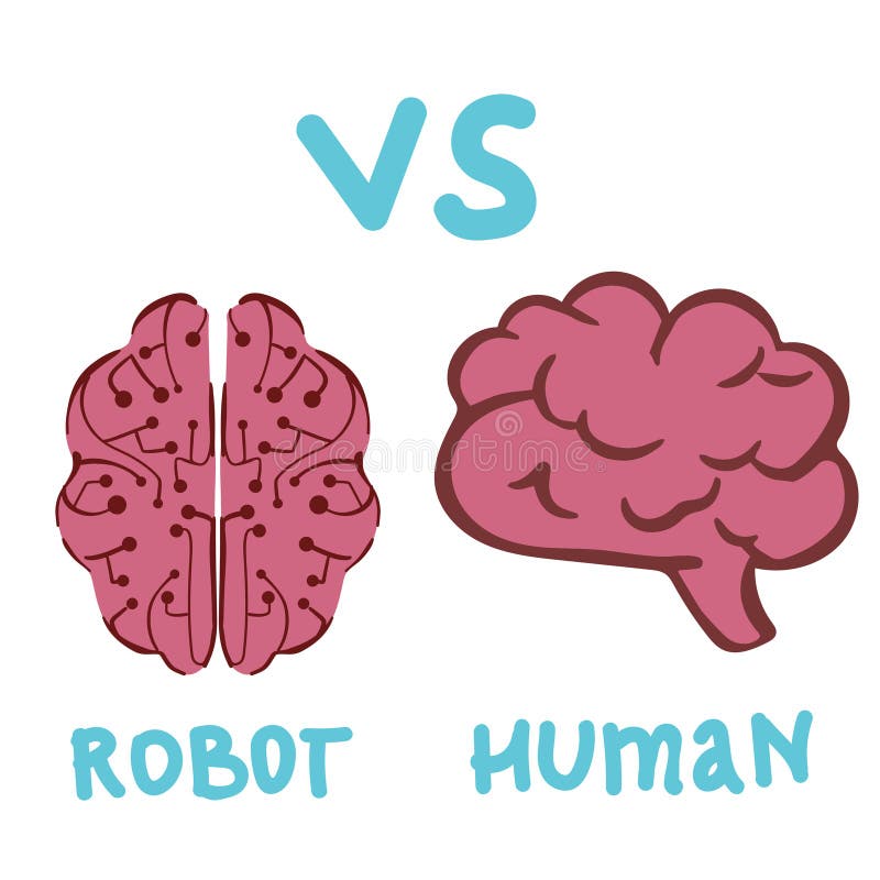 Humans Vs Robots. AI Artificial Intelligence and Human Intelligence ...