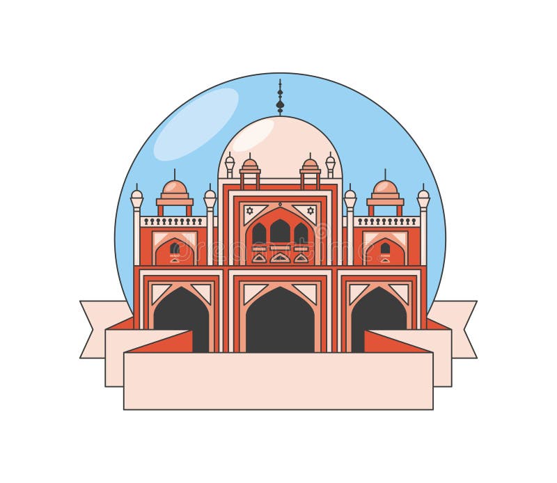 Humayun tomb badge stock vector. Illustration of vector - 347874196