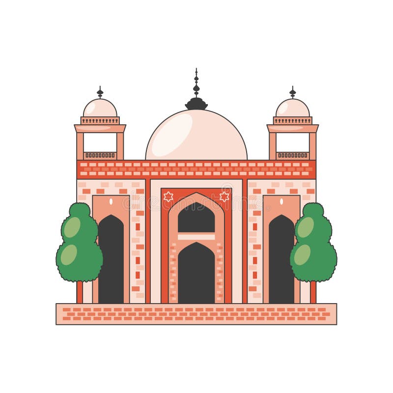 Humayun tomb front view stock vector. Illustration of historic - 347874082