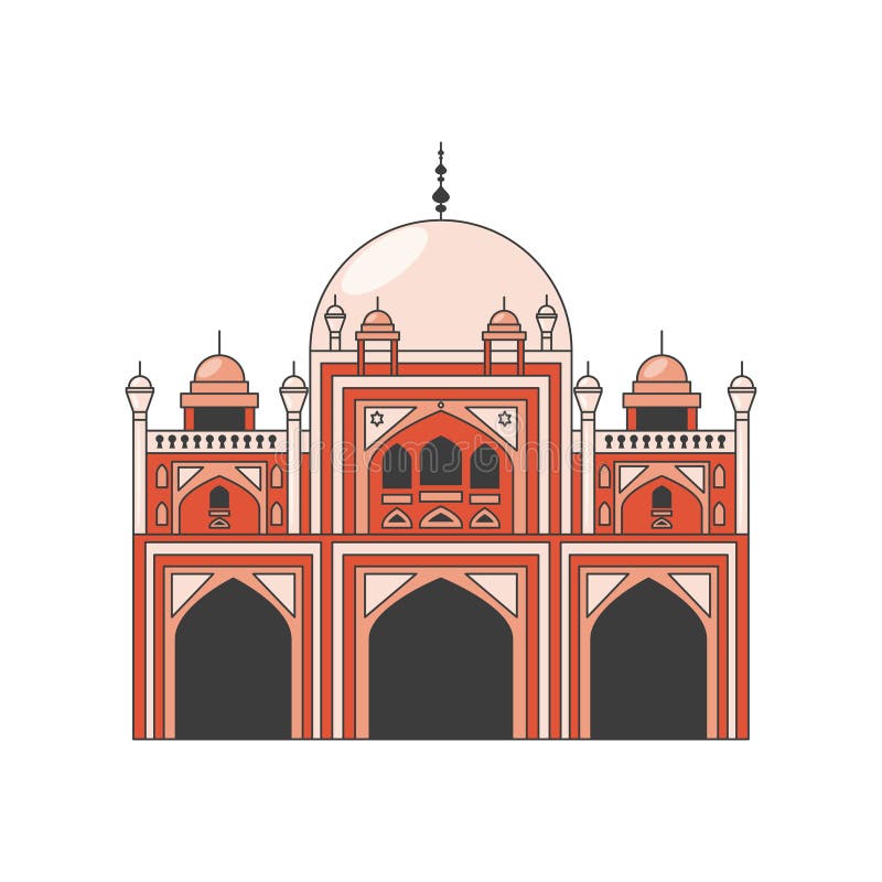 Humayun tomb in india stock vector. Illustration of exterior - 347874220
