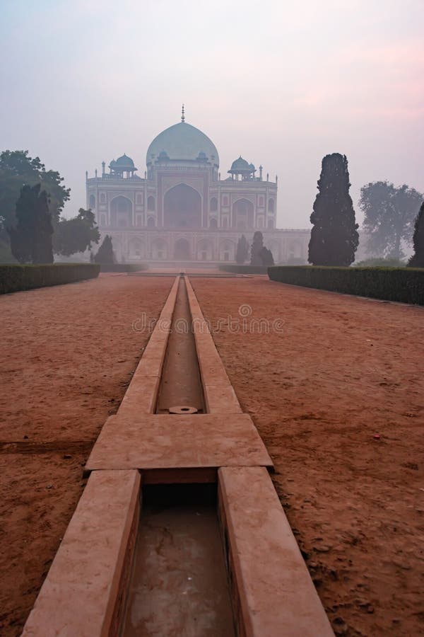 Humayun Tomb at Misty Morning from Unique Perspective Stock Image ...