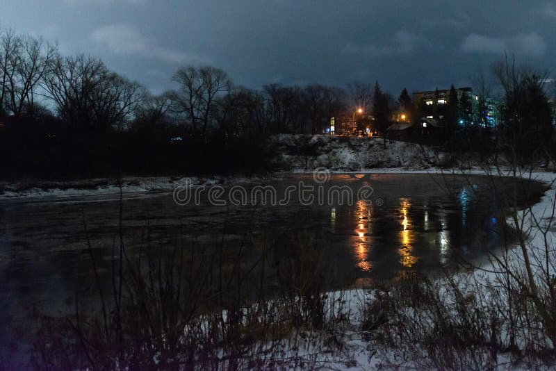 Humber river at night stock image. Image of wintertime - 266838663