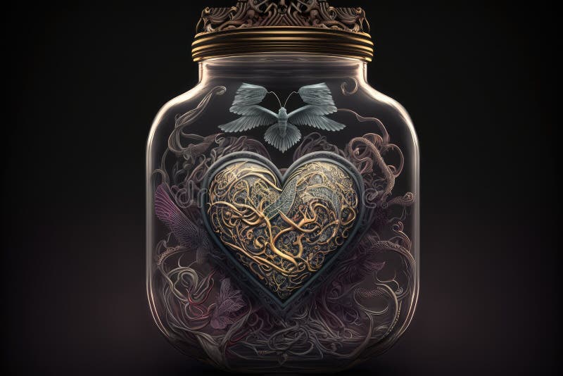 Humheart in Jar, with Intricate Designs and Patterns Stock Illustration ...