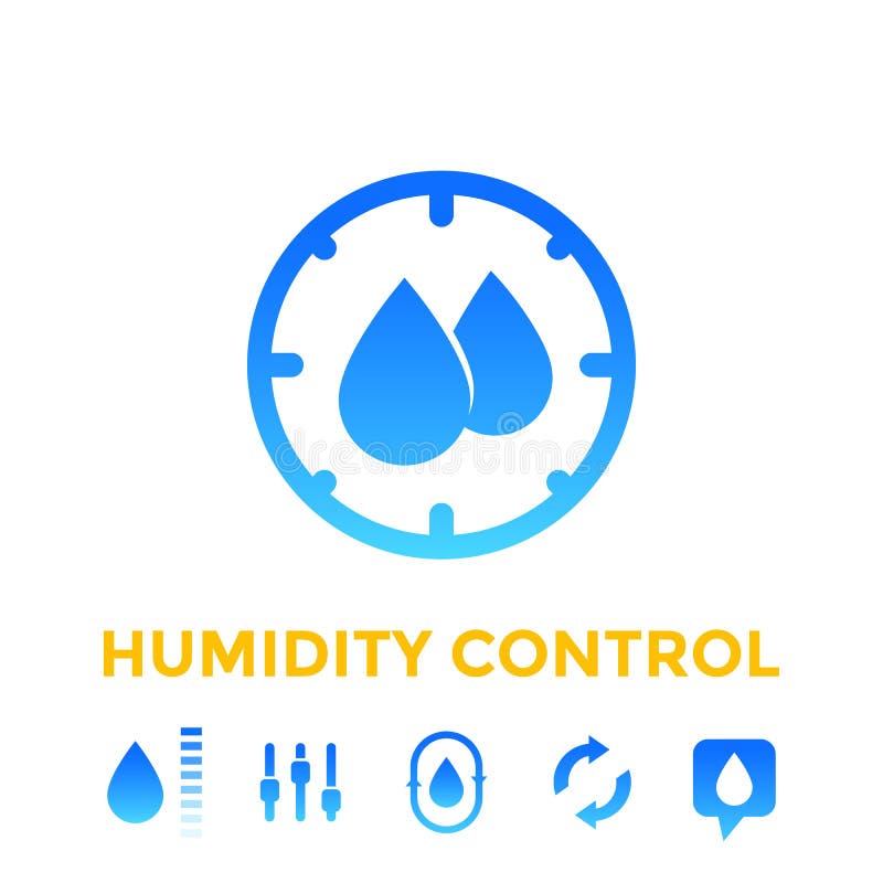 Humidity control icons set stock vector. Illustration of adjustment ...