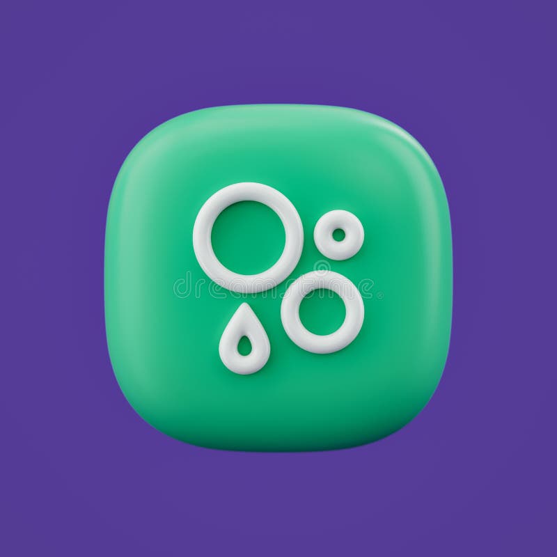 Humidity 3d Icon on a Green Button, Outline Energy and Environment Icon ...