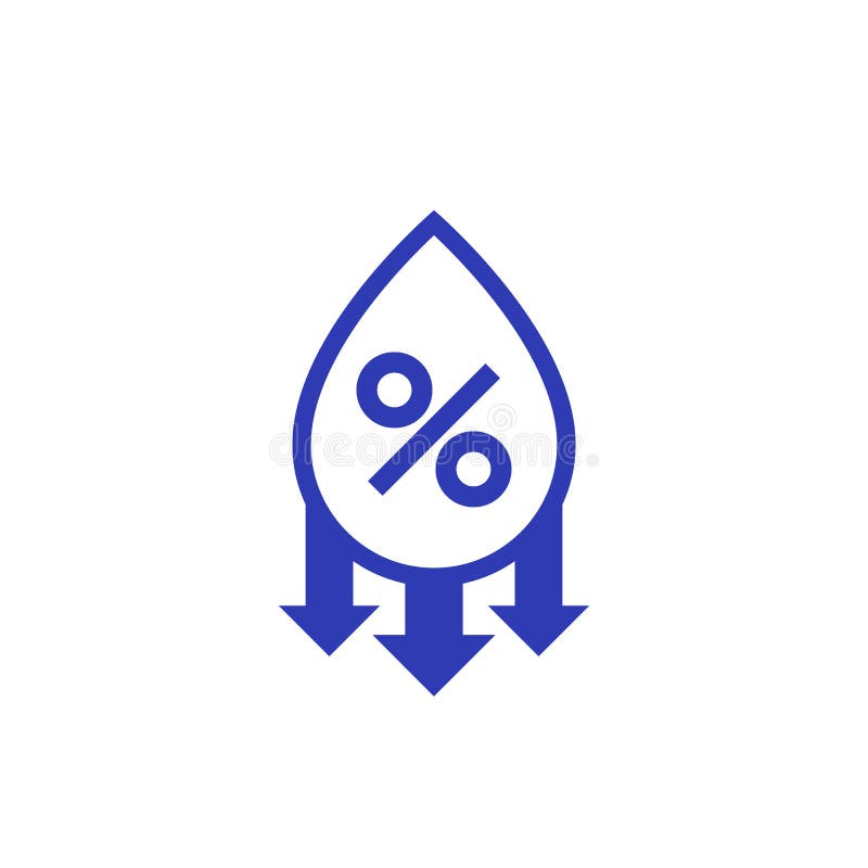 Humidity Decrease Icon, Water Drop and Percent Stock Vector - Illustration of droplet, fall ...