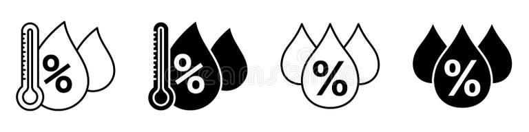 Humidity Icons Versions Set in Black Flat and Line Style Stock Vector ...