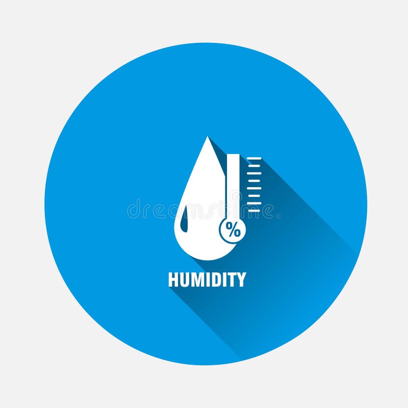 Humidity Vector Icon on Blue Background. Flat Image with Long Shadow ...