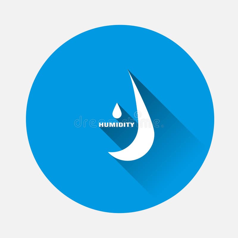 Humidity Vector Icon on Blue Background. Flat Image with Long Shadow ...