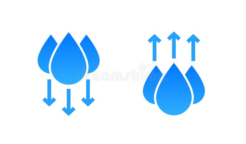 Humidity Water Icon. Vector Temperature Dry Air Humidity Icon Symbol ...