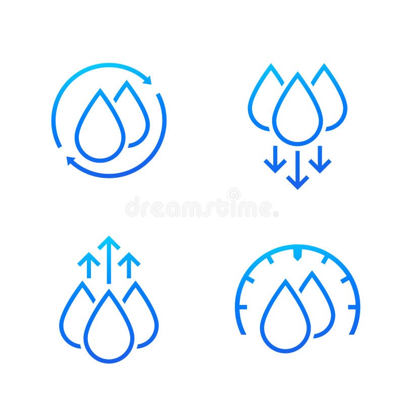 Humidity Water Icon. Vector Temperature Dry Air Humidity Icon Symbol ...