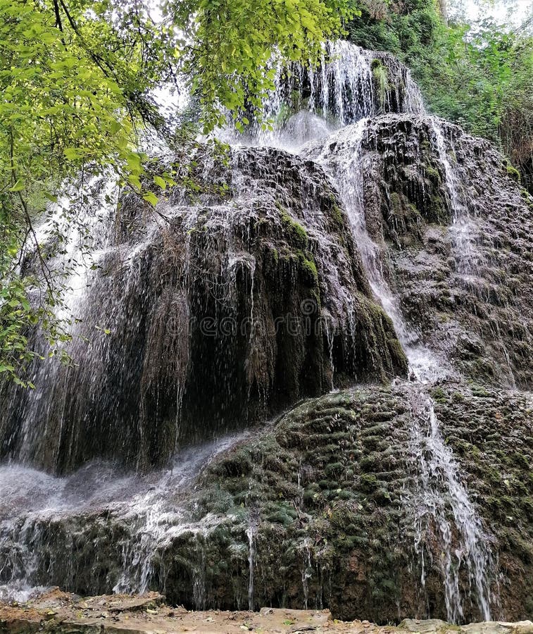 Humidity and Waterfall Sliding Down the Rock and Surrounded by ...