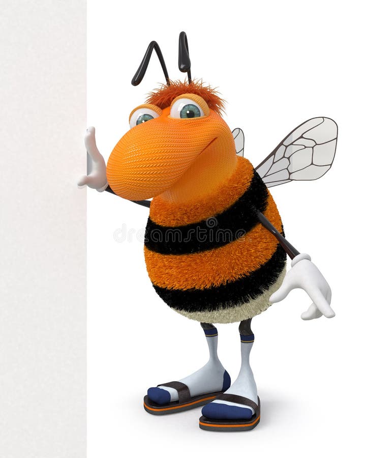 Tecken För Tecknad Film För Humla För Illustration 3d Roligt Stock ...