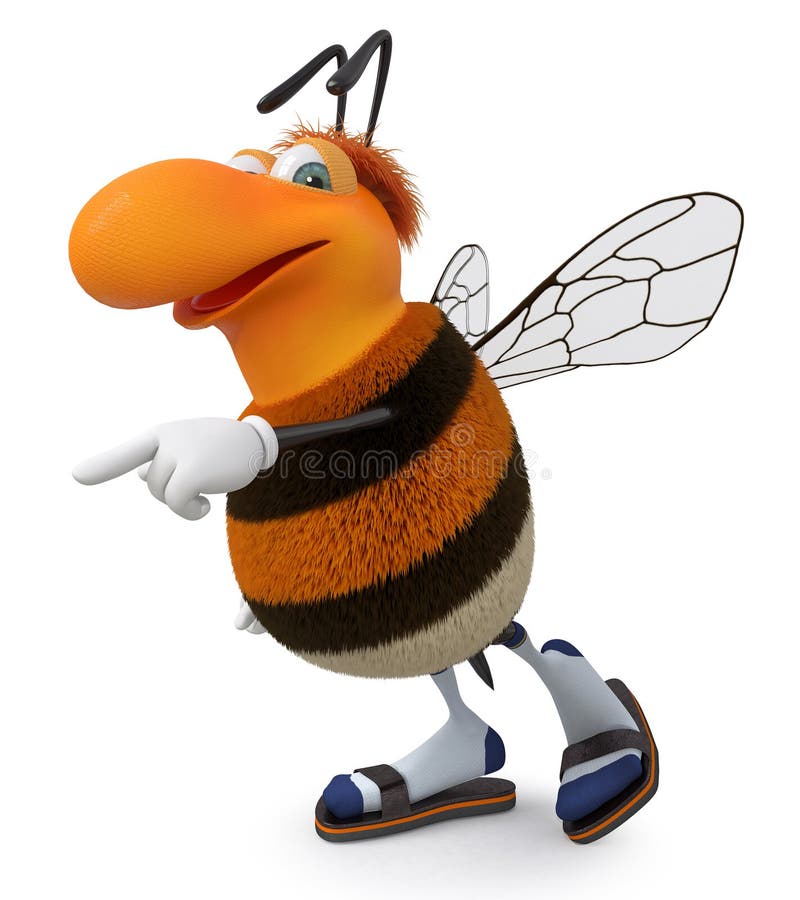 Tecken För Tecknad Film För Humla För Illustration 3d Roligt Stock ...