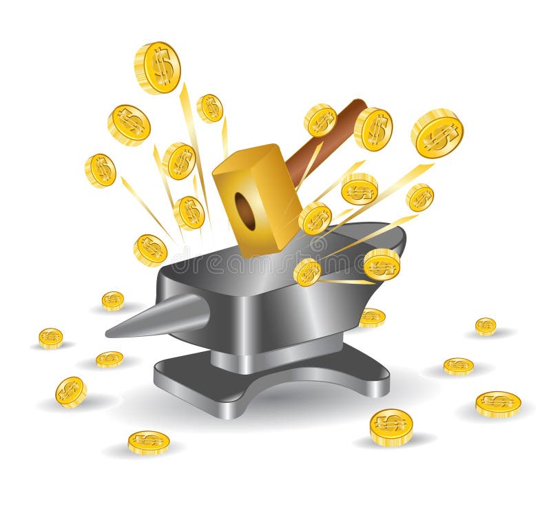 Hummer anvil money gold stock vector. Illustration of anvil - 17837570