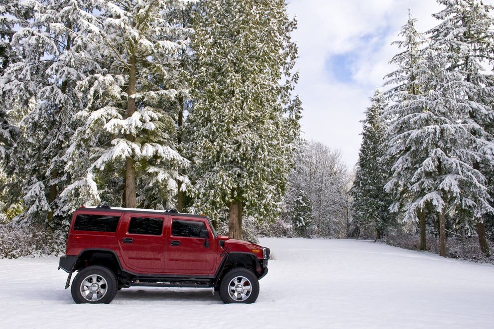 Hummer H2 in the snow stock photo. Image of road, snow - 4203618
