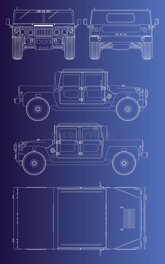 Hummer Wehicle Isolated Outline Stock Vector - Illustration of ...