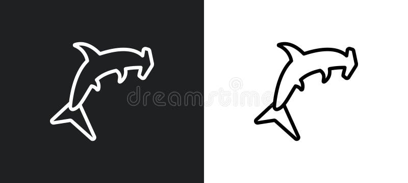 Hummerhead Outline Icon in White and Black Colors. Hummerhead Flat ...