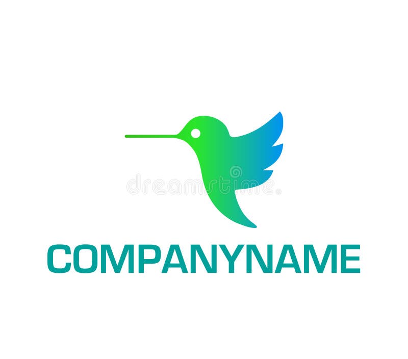 Humming-bird in Green and Blue. Ready Logo Stock Vector - Illustration ...