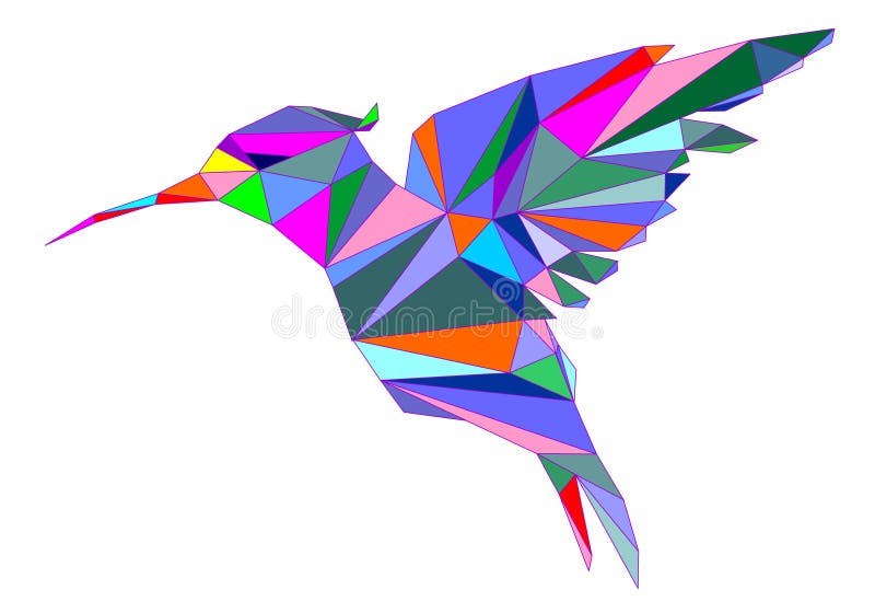 Humming Bird Icon Geometric Cartoon Stock Vector - Illustration of ...