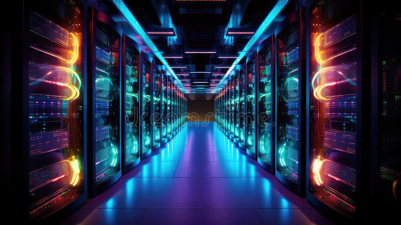 Humming data center rack stock illustration. Illustration of blinking ...