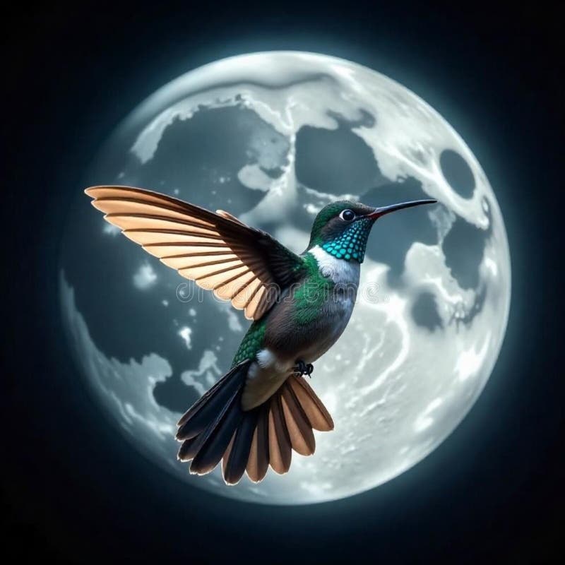 A Hummingbird with Dark Feathers Stock Illustration - Illustration of ...