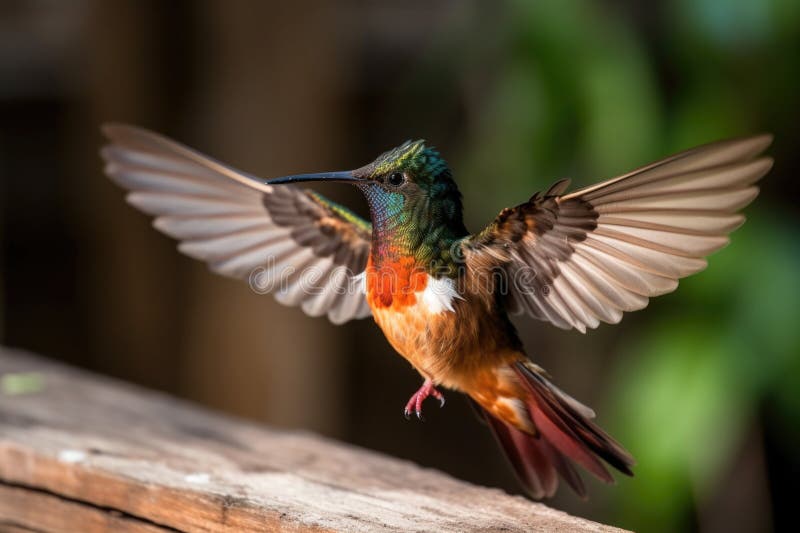 Hummingbird Flapping Its Wings, Getting Ready To Take Off from Perch ...